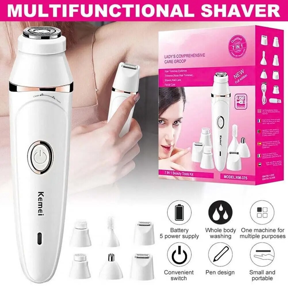 ~Gentle Hair Removal Tool 7-in-1 Cordless Rechargeable Face Epilator ...