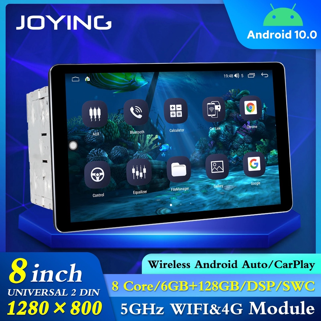 Joying Android 10 Autoradio 2din Rds 6gb 128gb Car Radio Tape Recorder