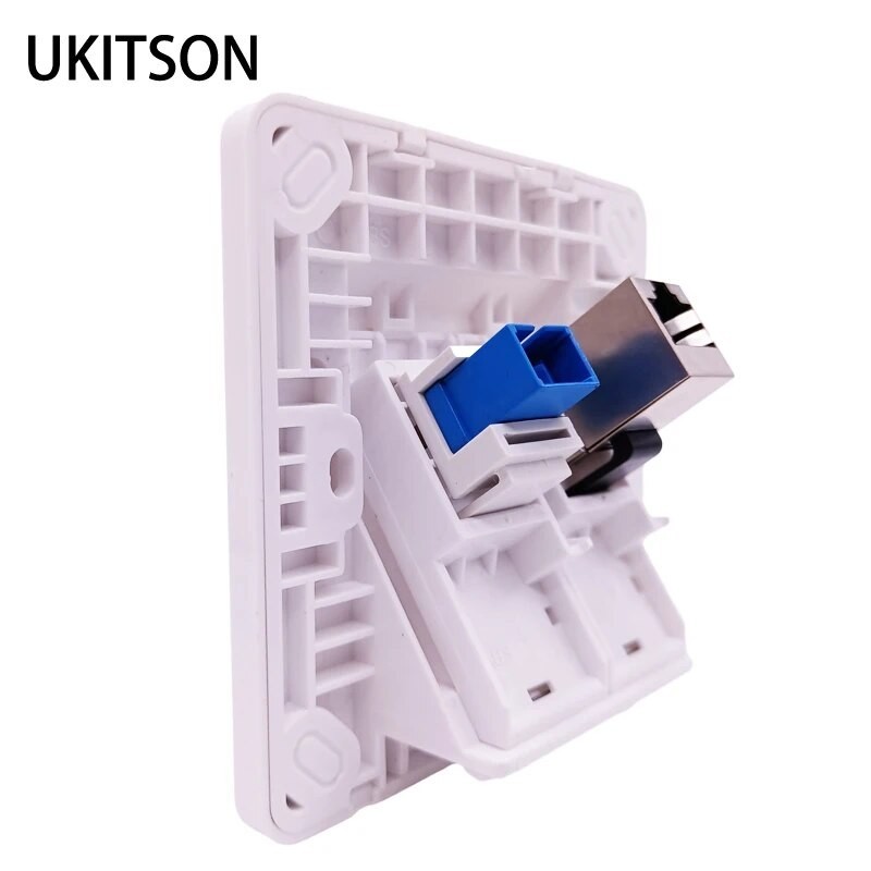 Angled GB White Wall Panel SC-SC APC UPC Optical Shielded Female CAT6 ...