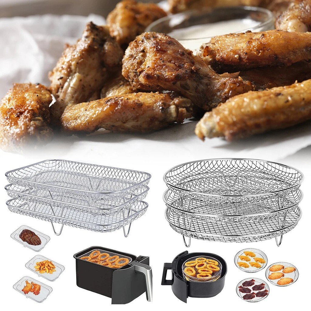 Air Fryer Racks 304 Stainless Steel Dual Air Fryer Stand Stackable ...