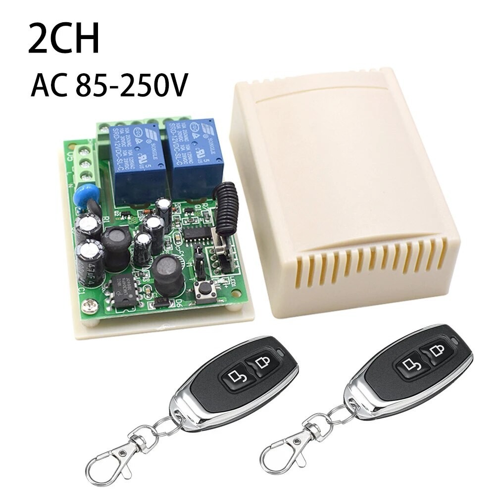 2CH Remote Control Switch Garage Gate Door Receiver AC 85-250V Motor ...