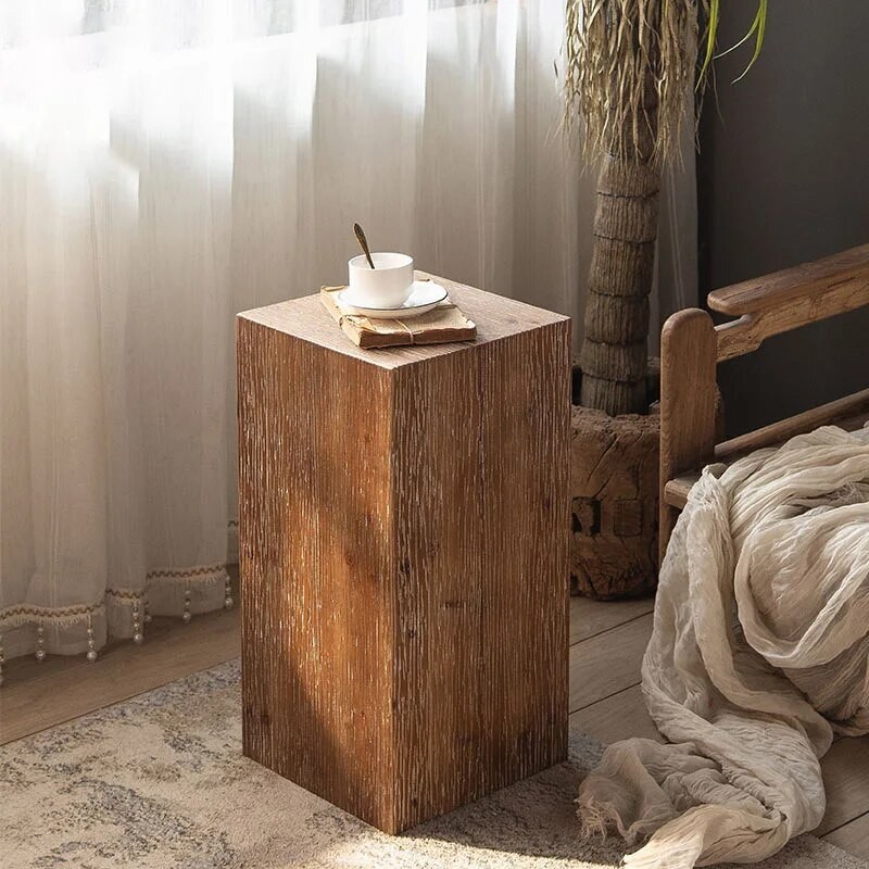 21g Retro Living Room Sofa Corner Table Solid Wood Small Square Table ...