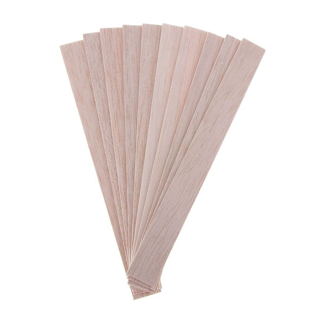 070 3mm Thick Rectangular Natural Balsa Wood Stick Woodcraft Flat Dowel ...