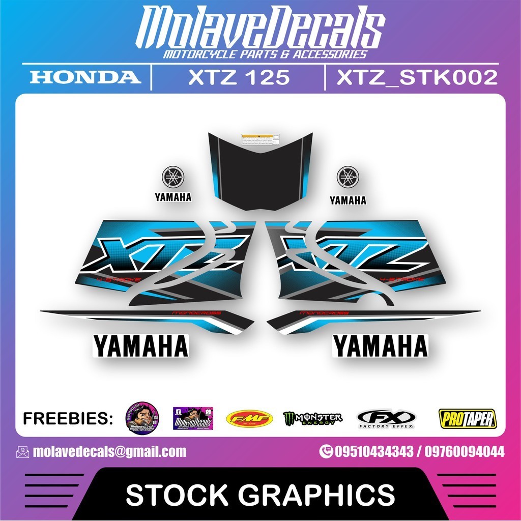 Yamaha XTZ 125 Stock Decals Cyan | Shopee Philippines