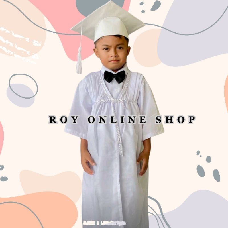 TOGA / CAP WHITE FOR GRADUATION ( TETORON FABRIC) Kinder - Elem -H ...