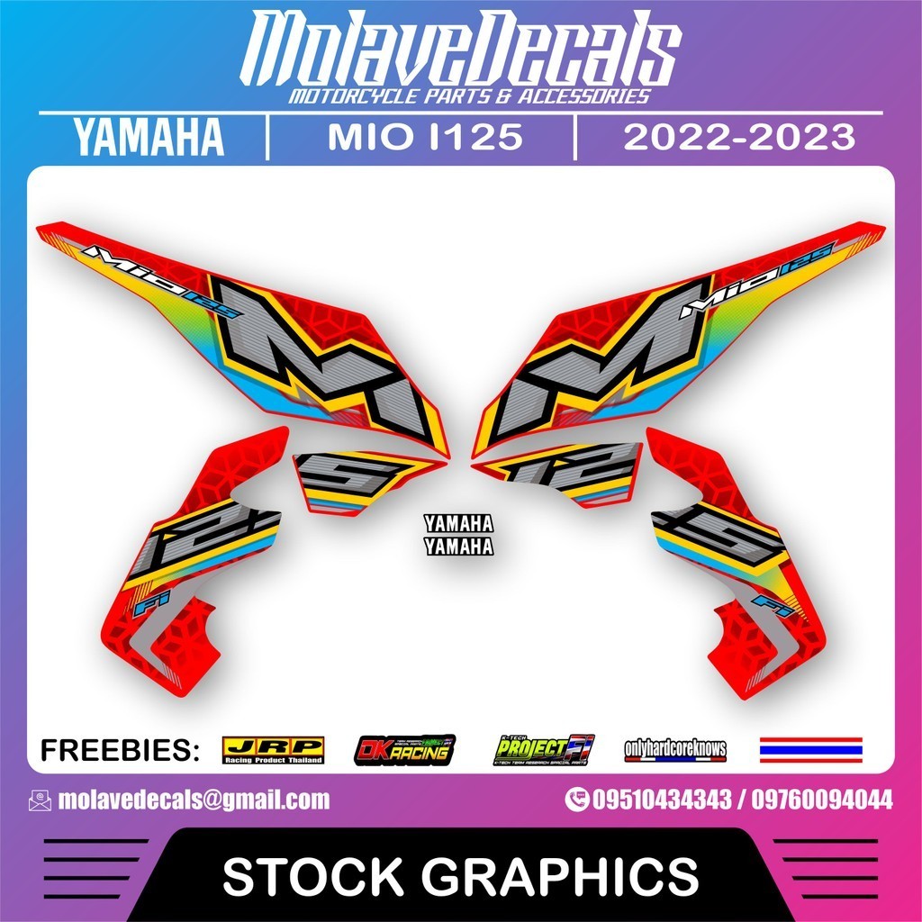 Yamaha Mio i125 2022-2023 Stock Graphics Red | Shopee Philippines
