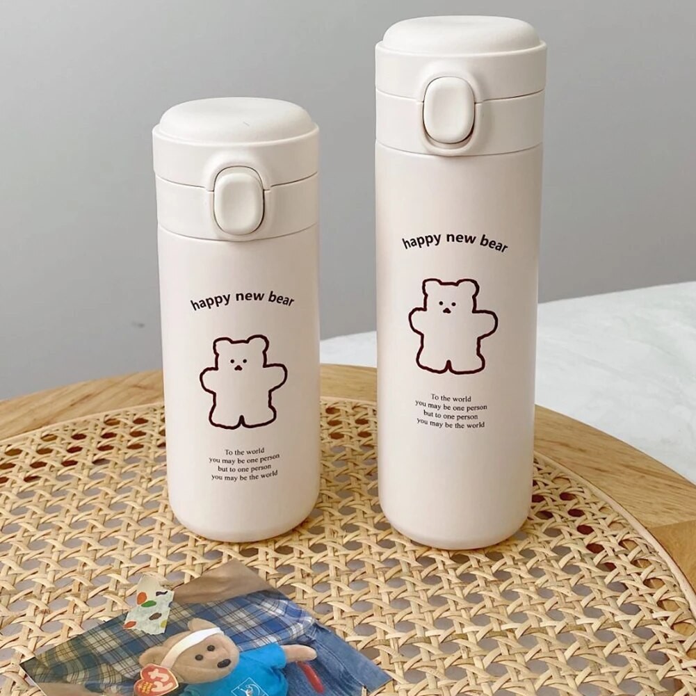 350/450ML Insulated Water Bottle Stainless Steel Kawaii Bear Kawaii ...