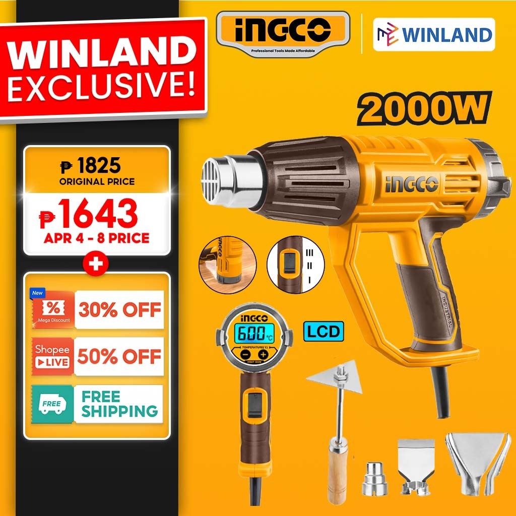Ingco by Winland Construction Heat Gun 2000W LCD display HG200058 ING-PT | Shopee Philippines