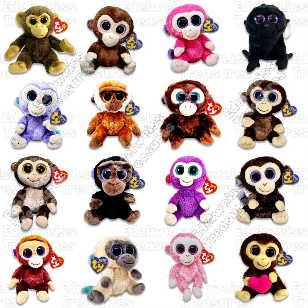 TY Regular Beanie Boos 6" Monkey Family Stuffed Toy Preloved Collection ...