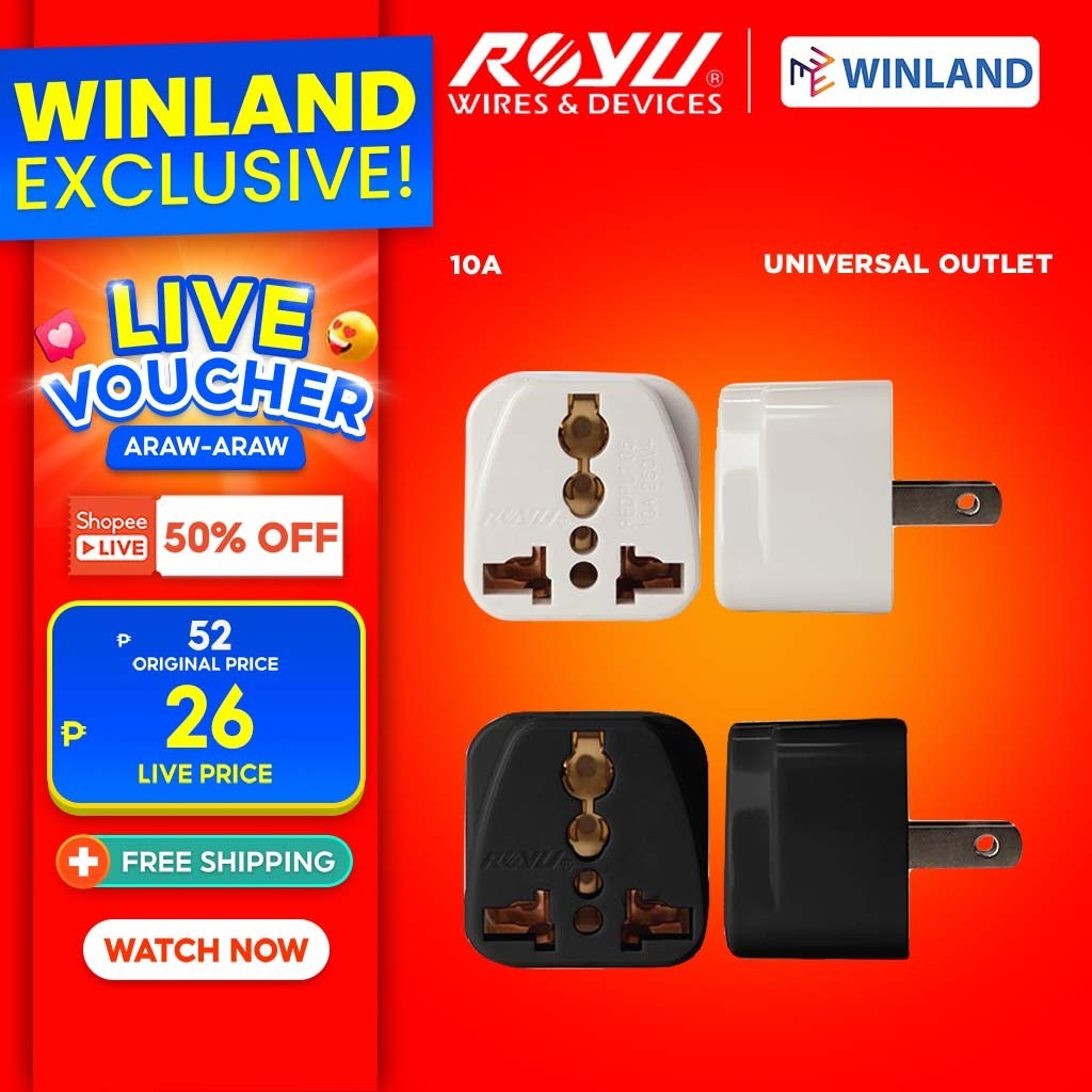 Royu by Winland Universal Adaptor Adapter Outlet Plug 10A REDPL105 AC ...