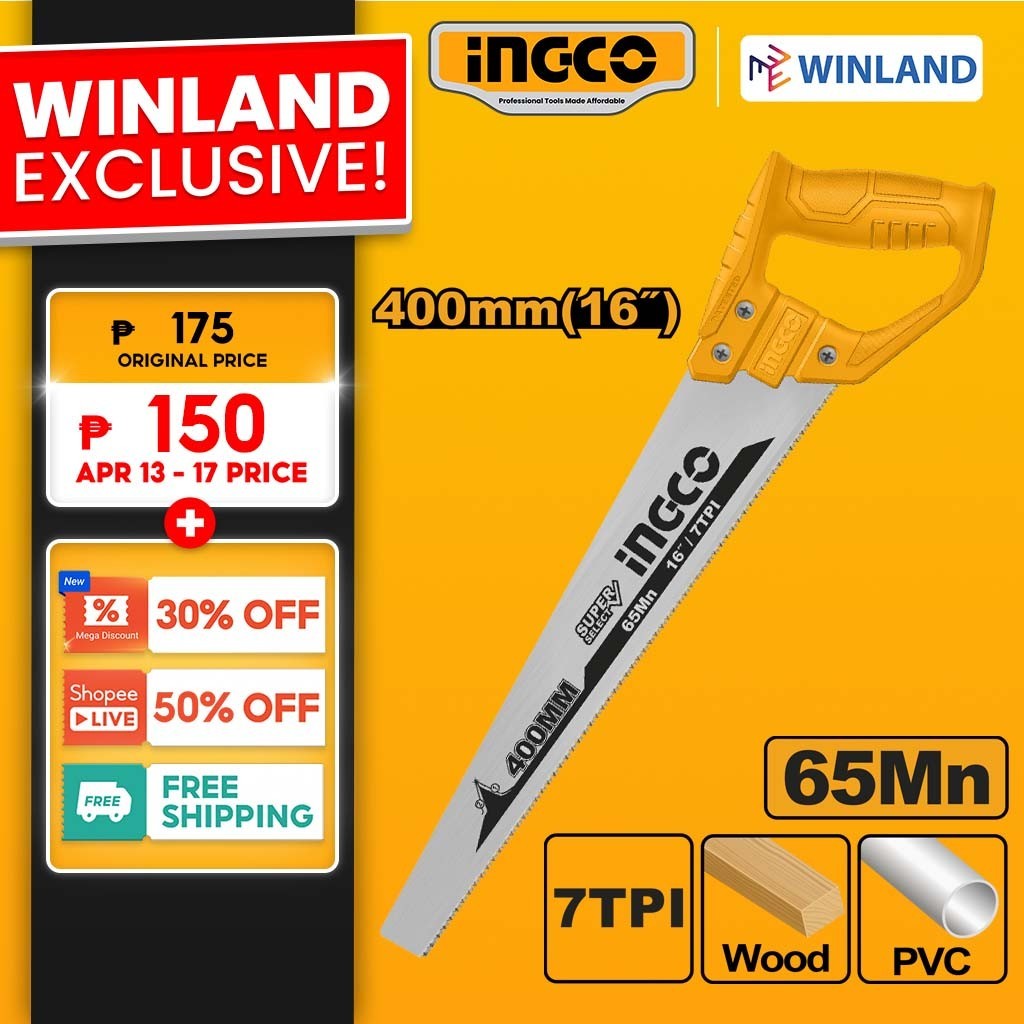 Ingco by Winland Select Fast Cut Hand Saw 16" Saw Lagari for Cutting ...