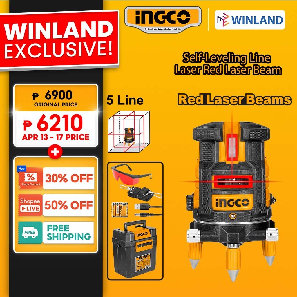 Ingco by Winland Self-Leveling Line Laser Red Laser Beam 0~20m ...
