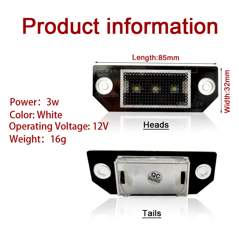 7000K 3SMD white error free car led number plate light for Ford Focus ...