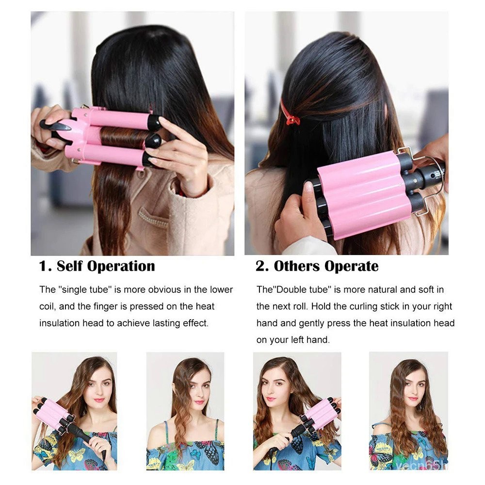 Triple Curling Iron Waver Ceramic Hair Curler Perm Splint Hair Styler ...