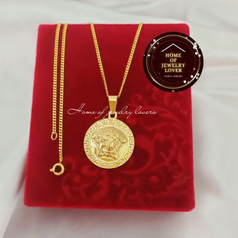 Round medallion necklace Round lock STAINLESS STEEL | Shopee Philippines
