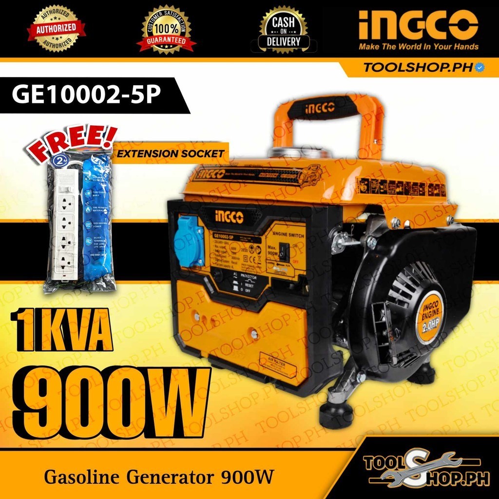 INGCO/WADFOW 900W 1KVA Gasoline Generator 2T Engine Open Type Recoil ...