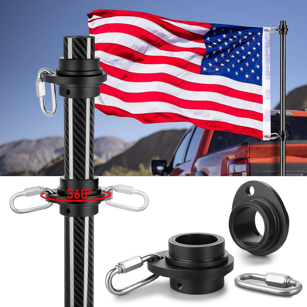 ☾6FT 1.22 inch Truck Flag Pole,3K Real Carbon Fiber Flag Pole for Truck ...