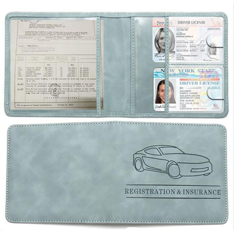 Car Registration,Driver's License and Insurance Card Holder - Leather ...