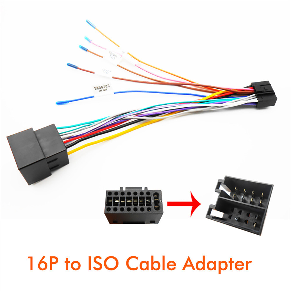 ♡16 Pin To ISO Cable Adapter Male Plug To Female Connector Wiring ...