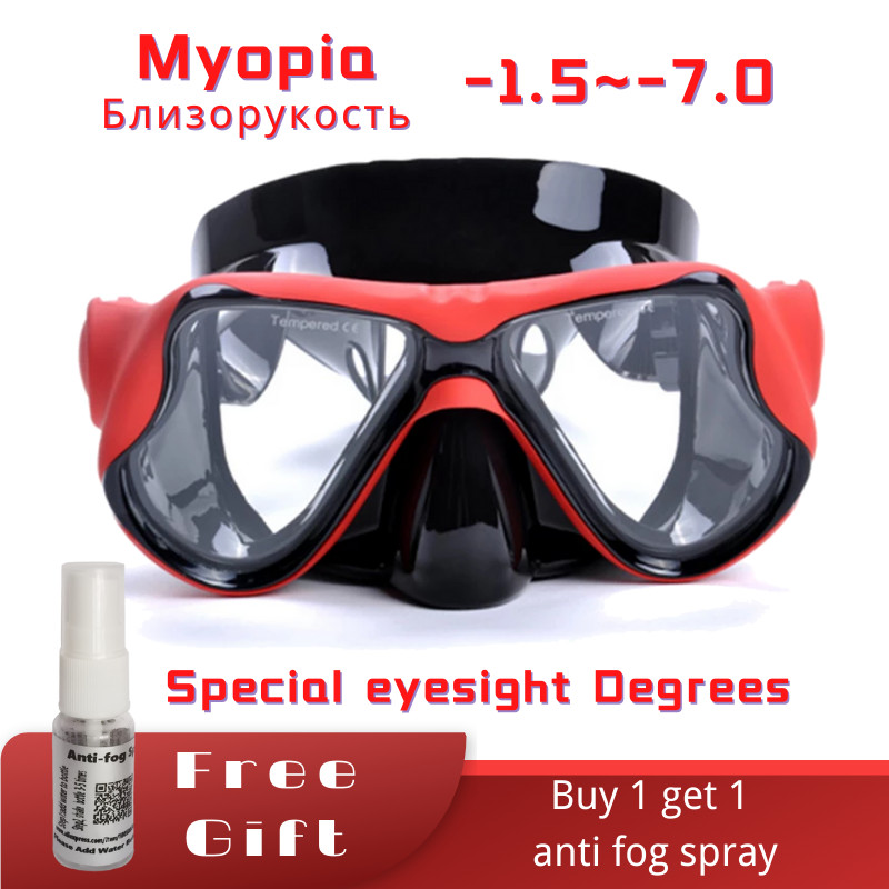 Myopia Diving Masks with Optical Resin Plastic Lenses and Silicone ...