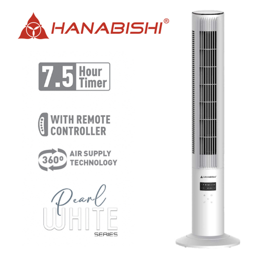 Hanabishi Tower Fan Original w/ 1 Year Warranty HTOWF 1500 360WHT ...