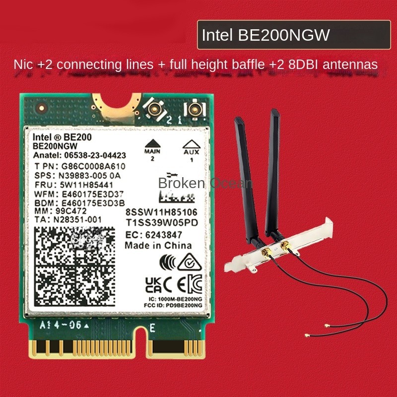 Intel BE200 WIFI 7 Wireless Wifi Card WiFi 6E BE200NGW Bluetooth 5.4 802.11AX Tri-Band M.2 NGF ...
