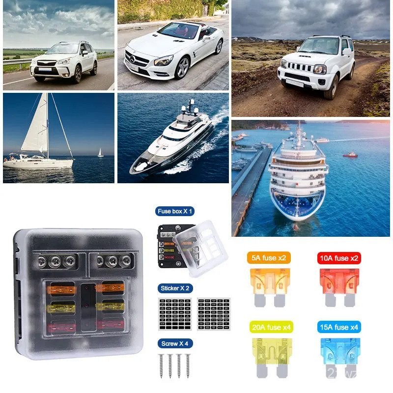 Auto 6 Way 12 Way Fuse Box Plastic Cover Blade 12V 32V Fuse Holder RV ...