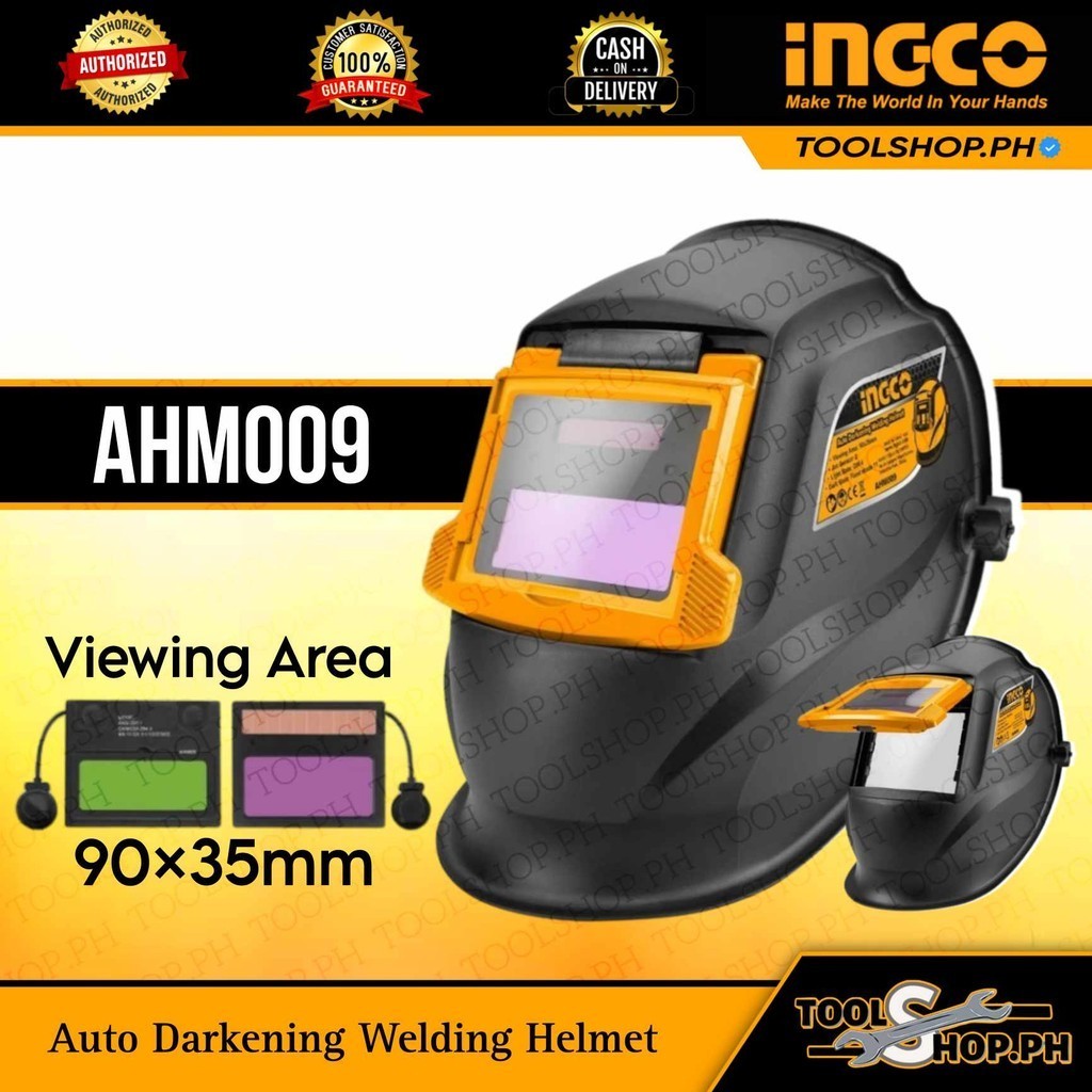 INGCO Solar Powered Auto Darkening Welding Helmet Mask AHM009 | Shopee ...