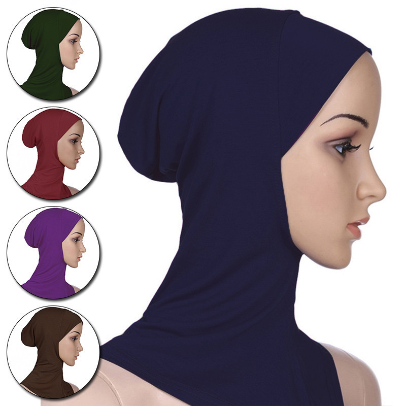 Hijab Caps Cotton Muslim Turban Full Cover Solid Color Caps Underscarf ...