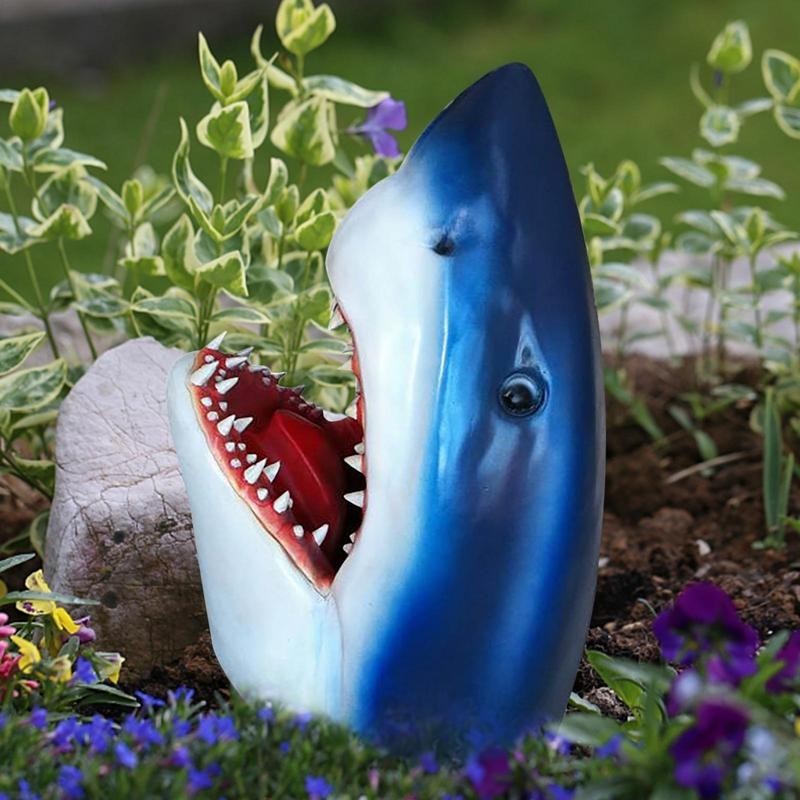 ⋌Shark Garden Statue Novelty Floating Shark Head Statues 3D Shark ...