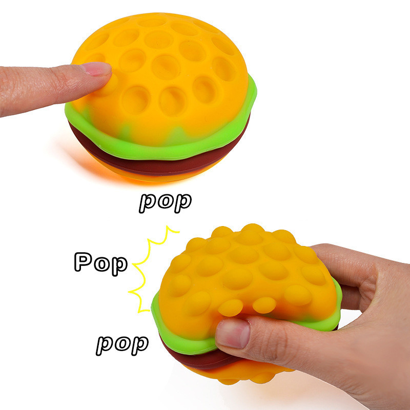 Pop Burger Stress Ball 3D Squishy Hamburger Fidget Toys Silicone ...