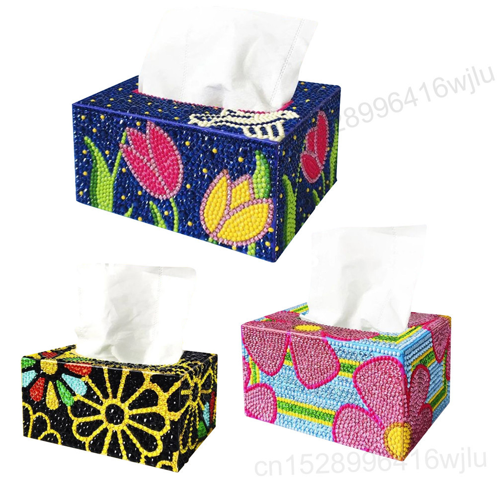 5D Diamond Painting Tissue Box Handmade Mosaic Tissue Box Rhinestone ...
