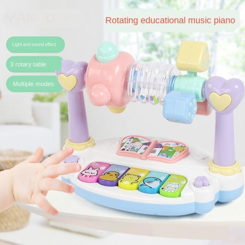 Baby Rotating Piano Toys Education Musical Instrument Lights And sound ...