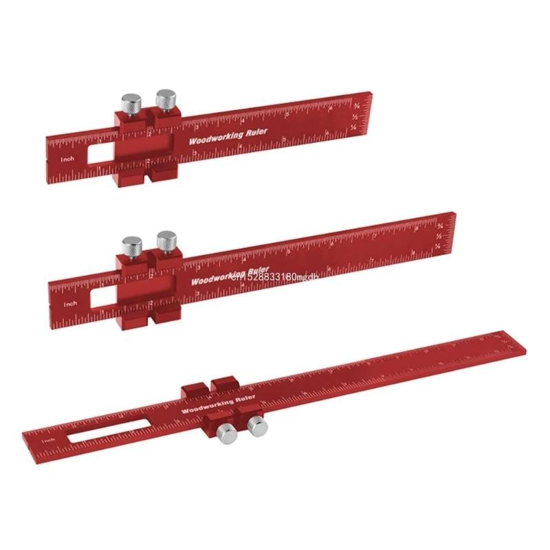Aluminum Woodworking Ruler with Slide Stop 6/8/12 Inch Pocket Ruler ...
