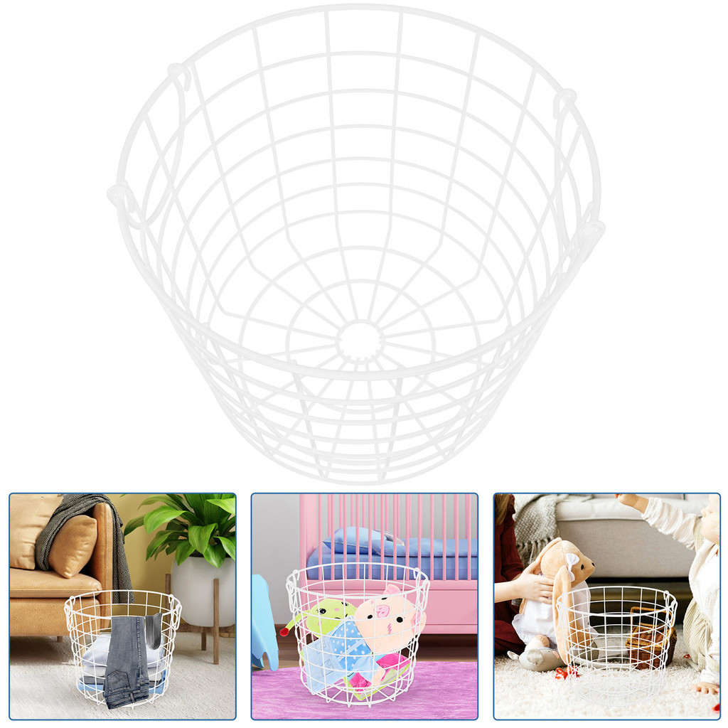 Round Wire Laundry Basket Large Metal Clothes Hamper Handle Iron Wire ...