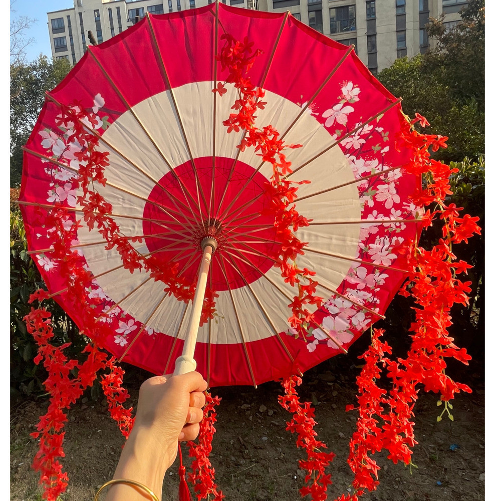 ☻82CM 32'' Hanfu Parasol Flowers Waterproof Beach Car Umbrella Shade ...
