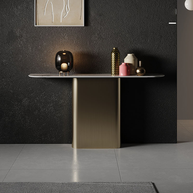 Italian Metal Table for Entrance Console Tables Semicircular Slate ...