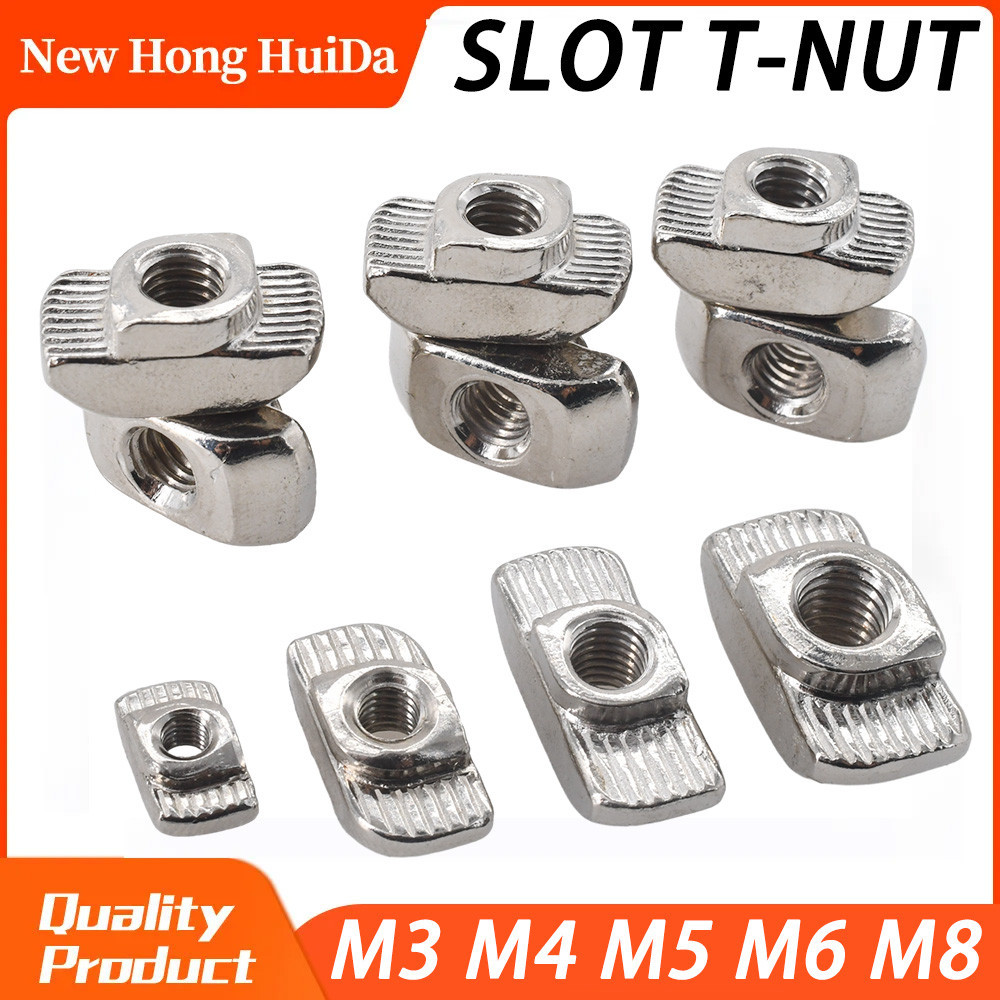 ☽M3 M4 M5 M6 M8 Slot T-nut Hammer Head Nickel Plated Sliding Drop In ...