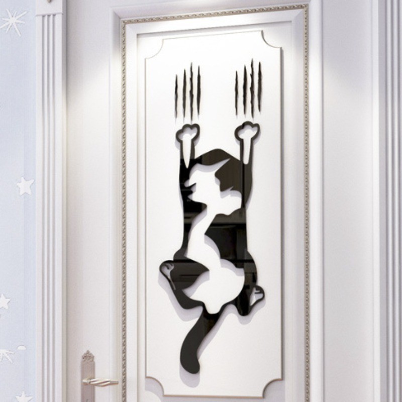 Cartoon Cat Claw Marks 3D Sticker Funny Animal Cat DIY Acrylic ...