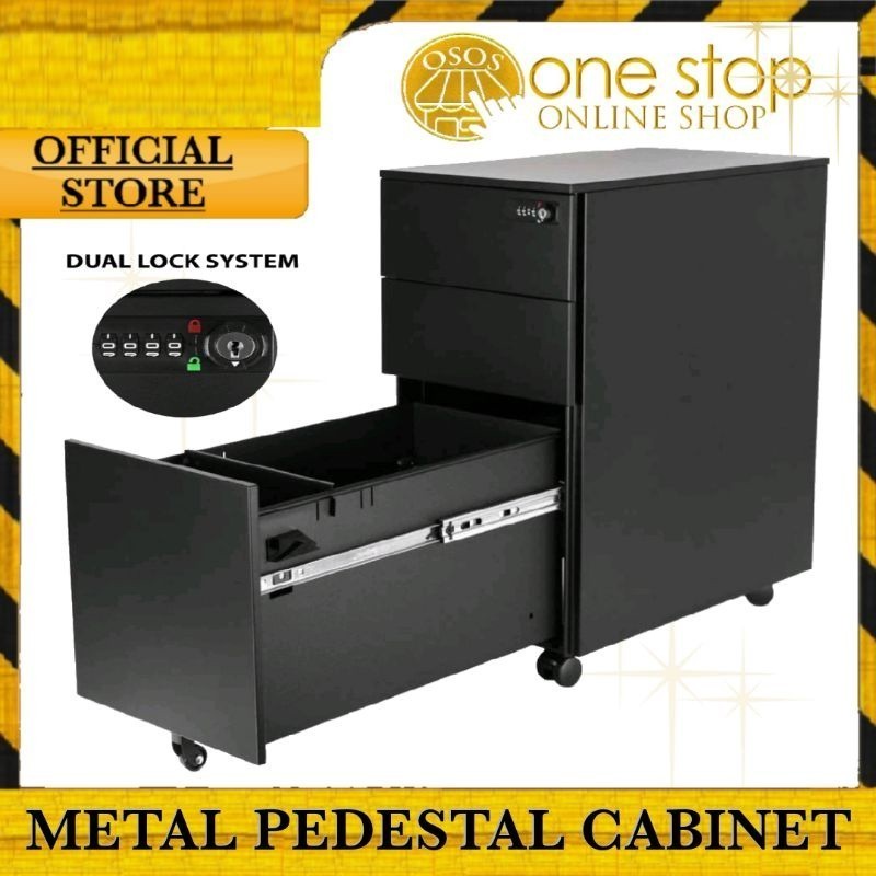 3-Layer Steel Pedestal Office Home Cabinet File Drawer Organizer w ...