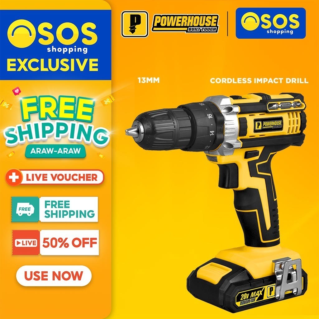 Powerhouse Original Cordless Impact Drill 20v 13mm Drill Chuck PH-20V ...