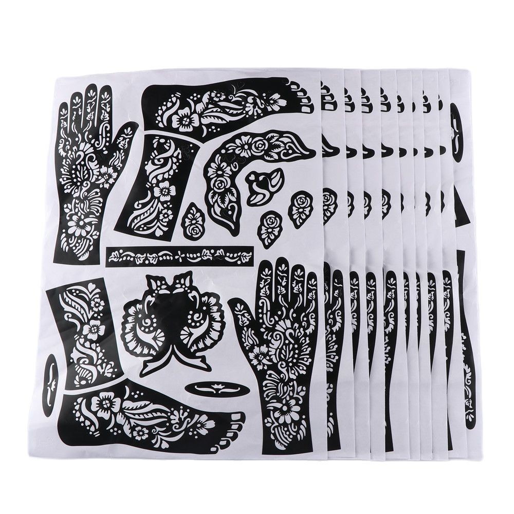 1 Sheet Template Fake Tattoos Sticker Hand Body Art Temporary Tattoo ...