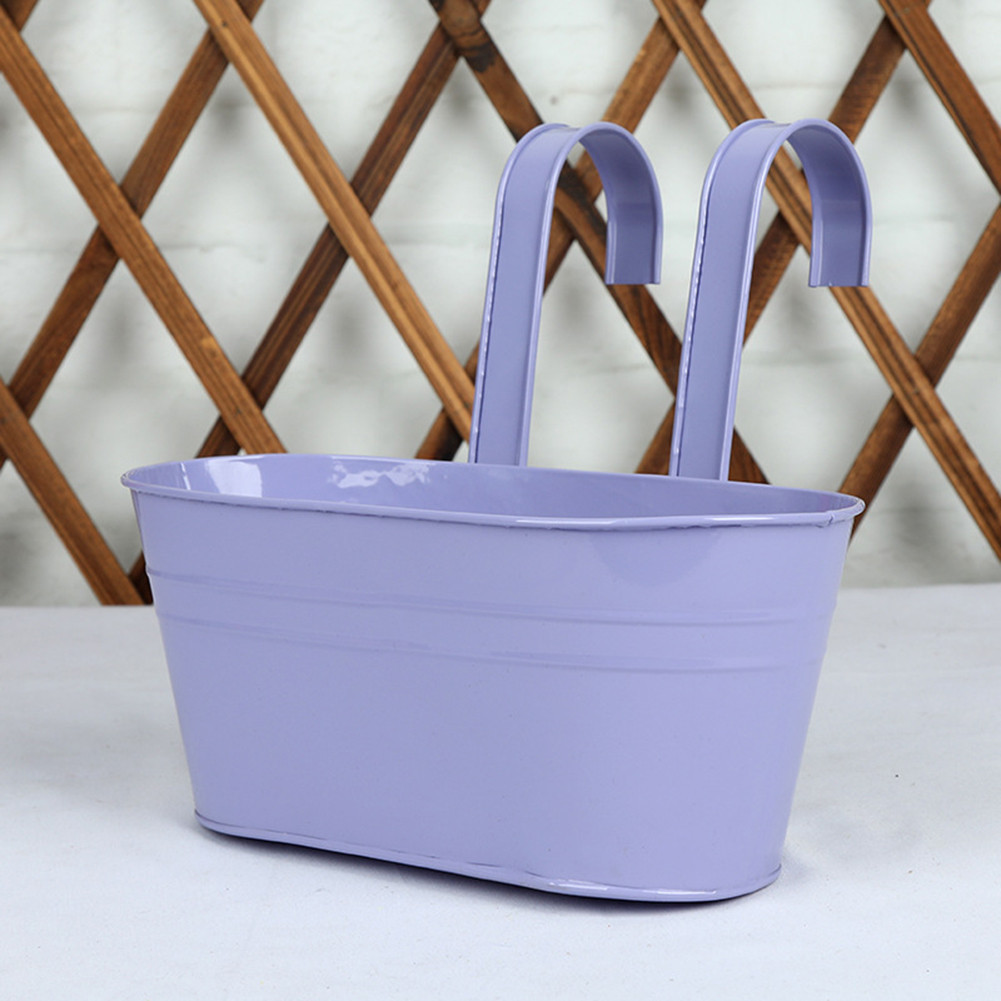 Metal Bucket Planter with Detachable Hooks and Drainage Holes Deck ...