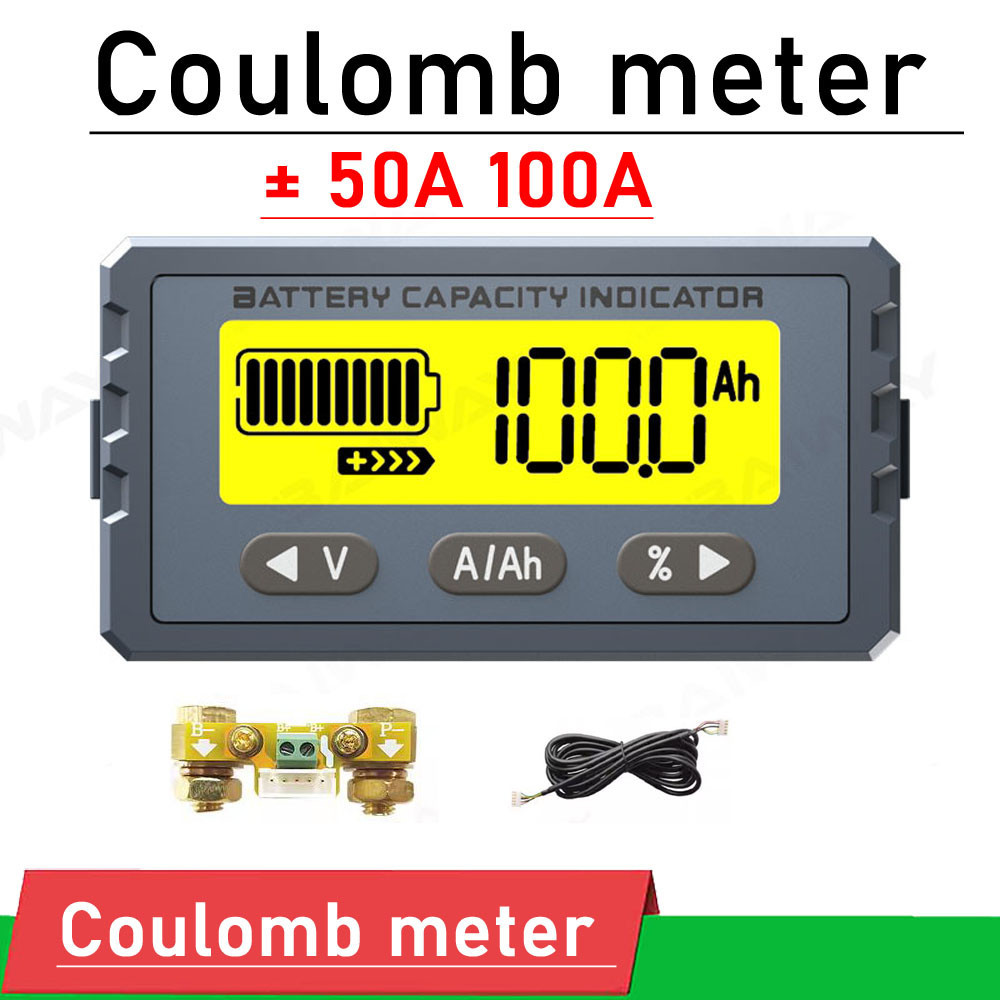 Lithium Battery Monitor 50A 100A Coulomb Meter Capacity power display ...