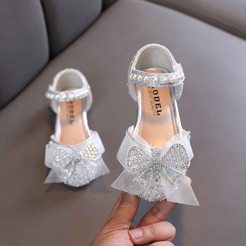♣Children's Sequin Lace Bow Sandals Toddlers Glitter Rhinestone ...