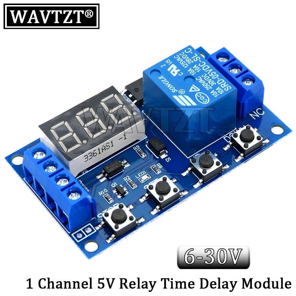 ⓛWAVTZT 1 Channel 5V Relay 6-30V Relay Module OFF/ON Switch Trigger Time Delay Circuit Timer ...