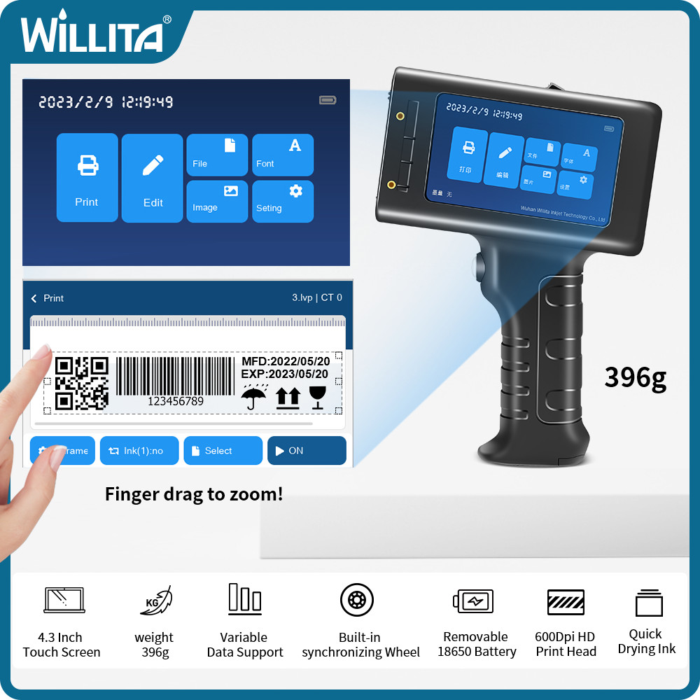 유Willita Inkjet Printers Handheld L1 For Plastic Metal Barcode Serier ...