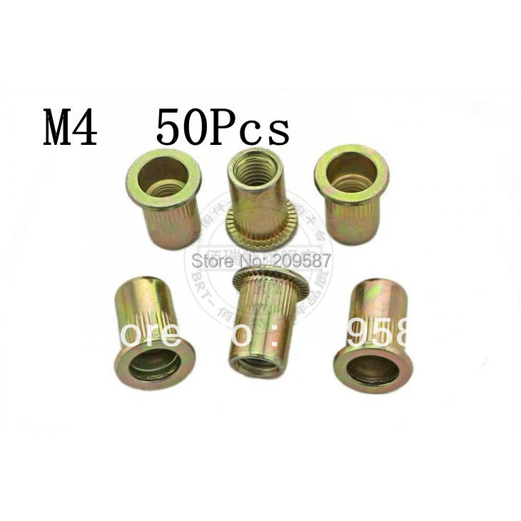 유50pcs/lot Metric Steel Flat Head M4 Blind Insert Rivet Nut Rivnut Free ...
