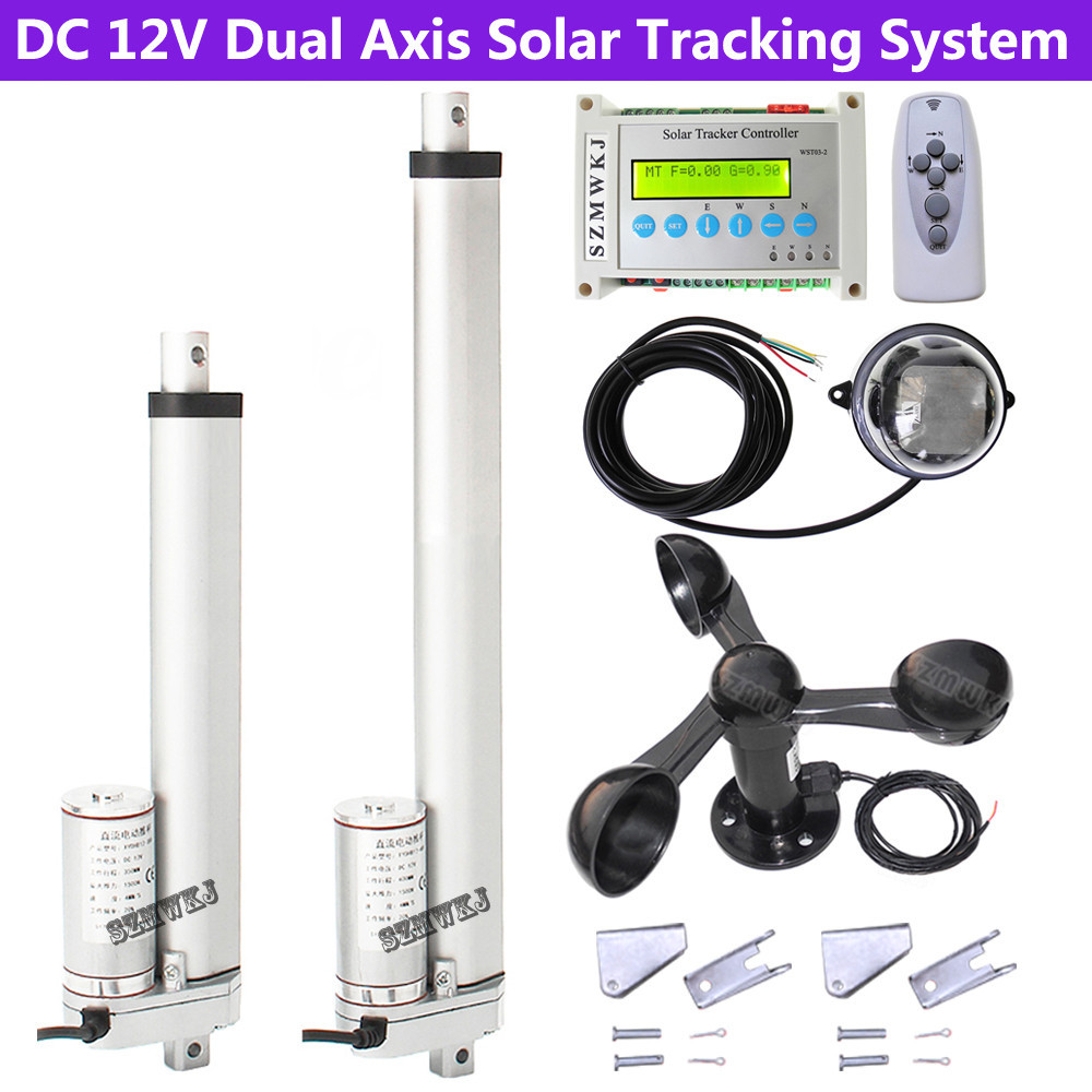 ☯2PCS Linear Actuators 1500N 12V DC Motor &LCD Electronic Controller &Wind Speed Sensor DIY ...