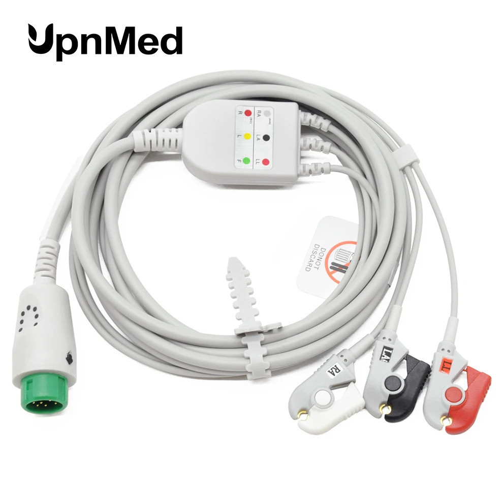 Mindray T5 T6 T8 3 lead ECG Cable Clip Type AHA IEC 12pin | Shopee ...